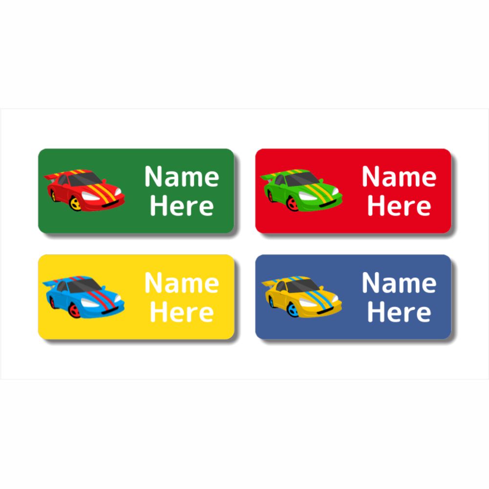 Racing Car Rectangle Name Labels 32pk – Harvey Norman Photos