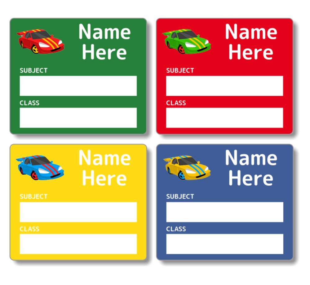 Race Car School Book Labels 16pk – Harvey Norman Photos
